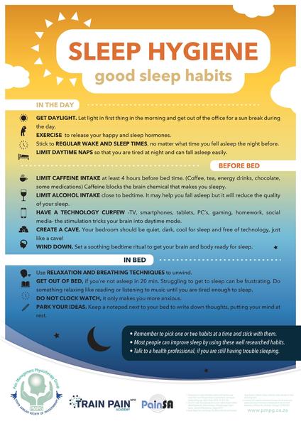 Debbie's Pain Resources | "Sleep Hygiene" poster available in A3 and A2 ...